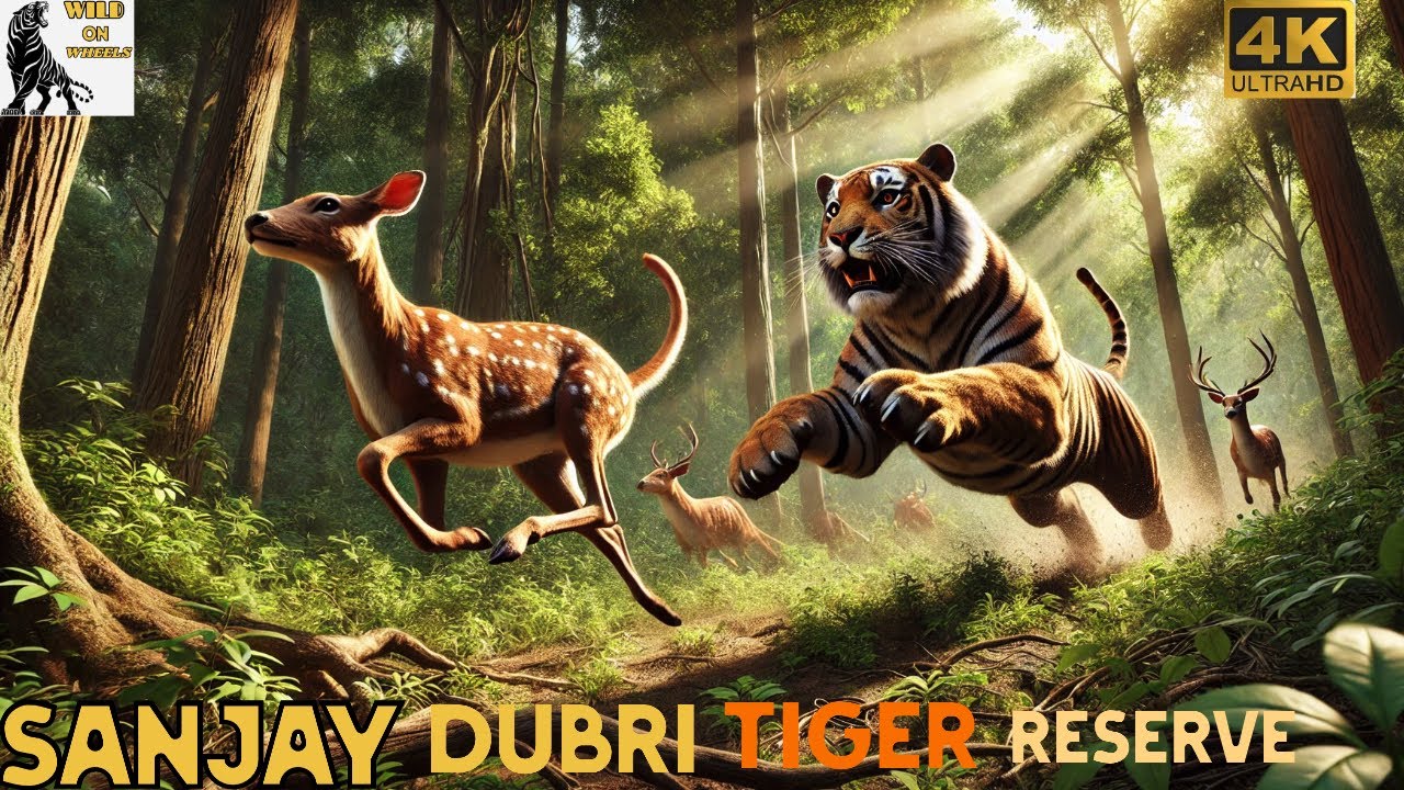 tiger,s cub trying to hunt spotted dear sanjay dubri tiger reserve part ...