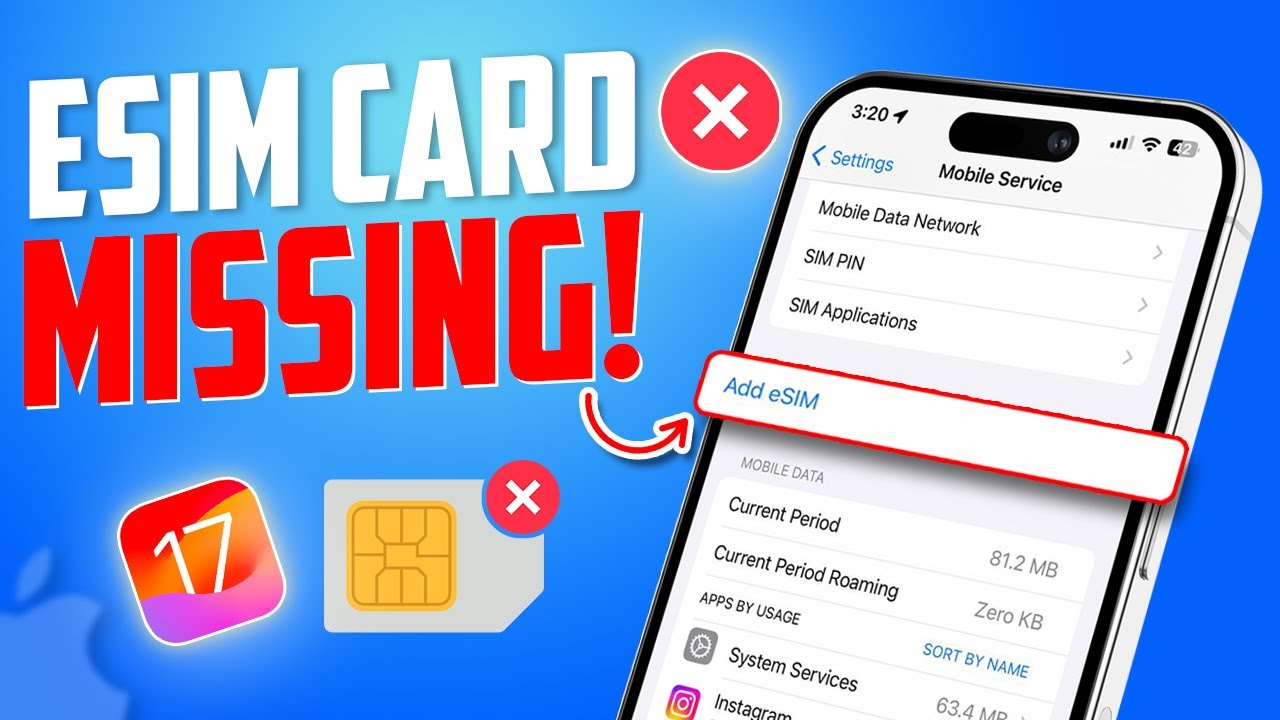 How to Fix E-SIM Card Missing on iPhone After iOS 17 Update | E-SIM Option Not Showing on iOS 17 ...