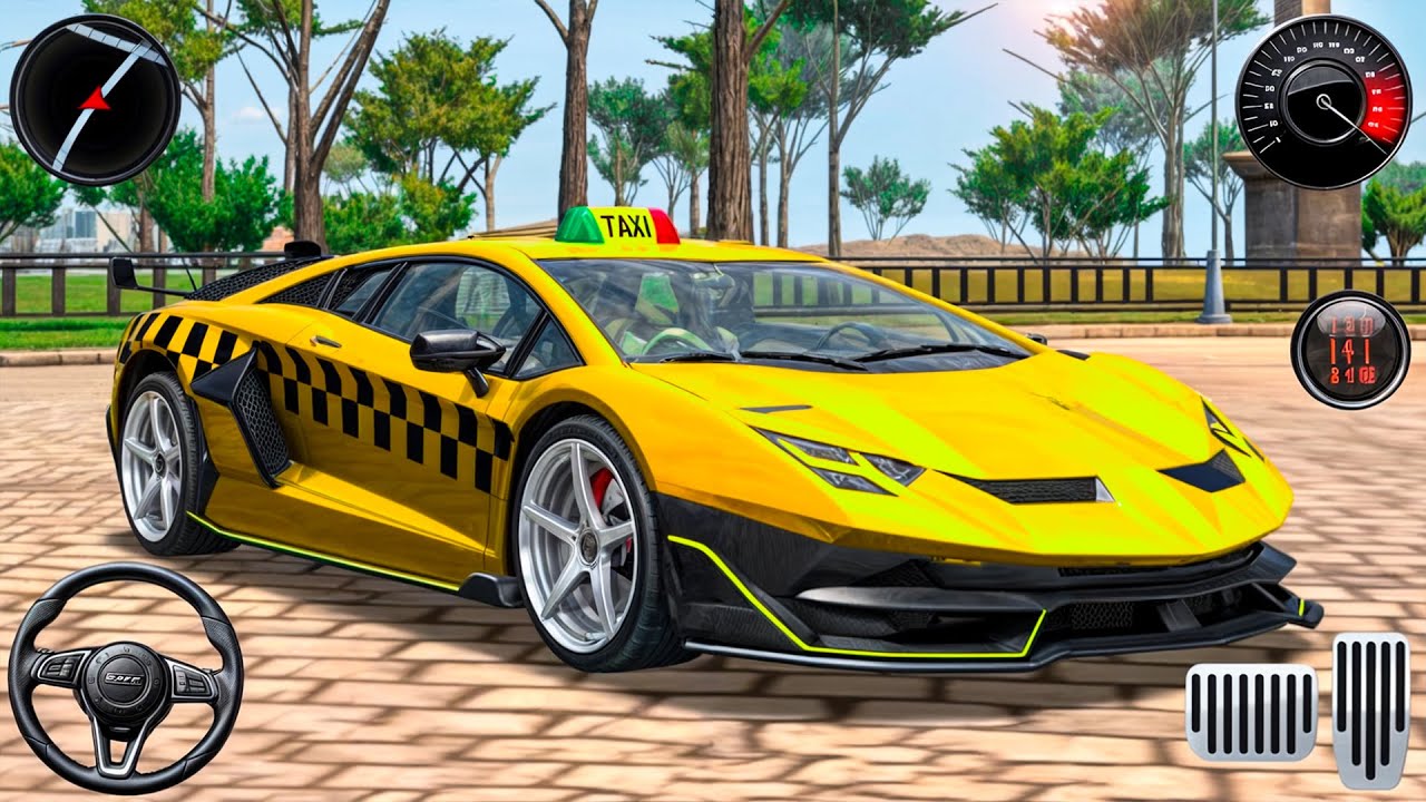 Mobile Taxi Car driving simulator 2025: City Lamborghini SVJ driving ...