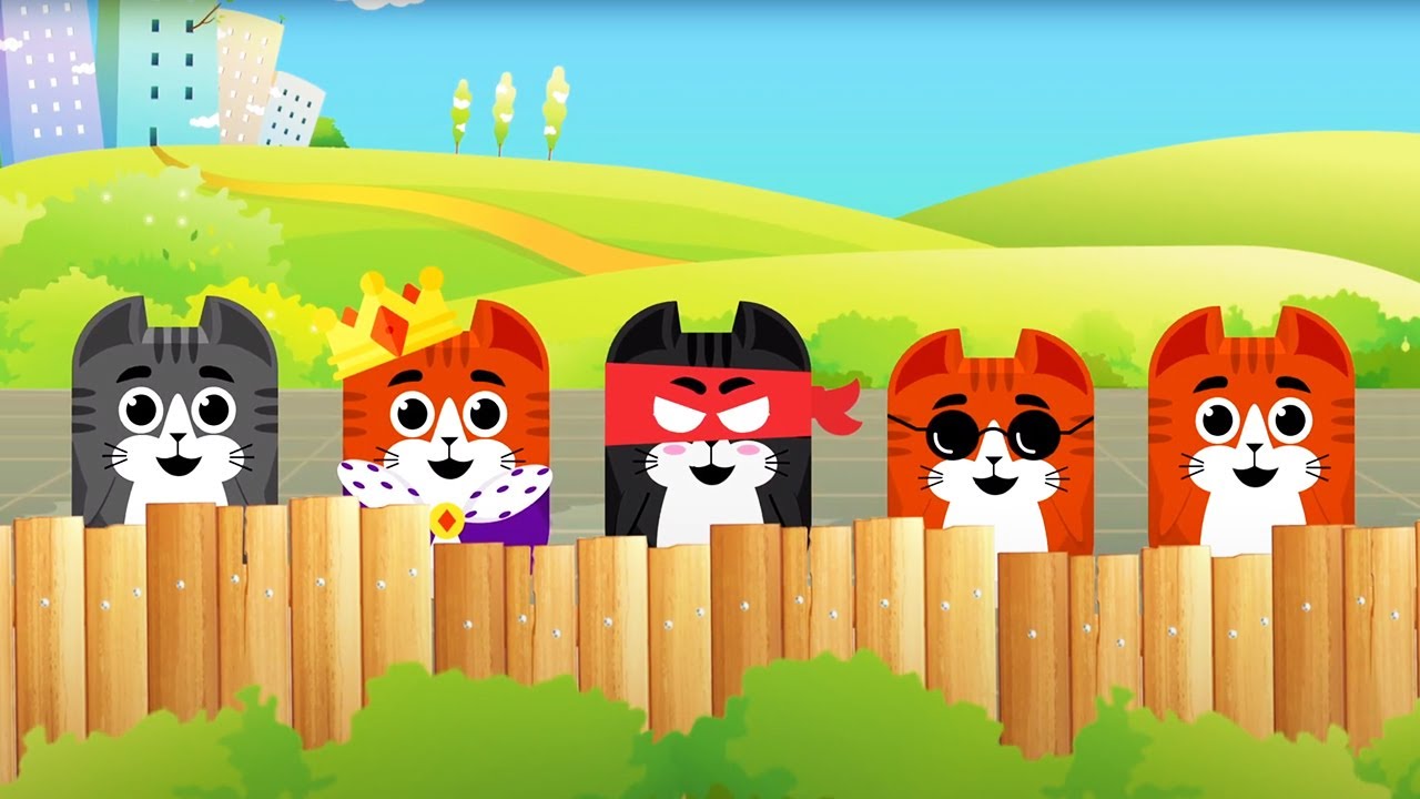 Five Little Kittens Jumping On The Bed Nursery Rhymes Counting 