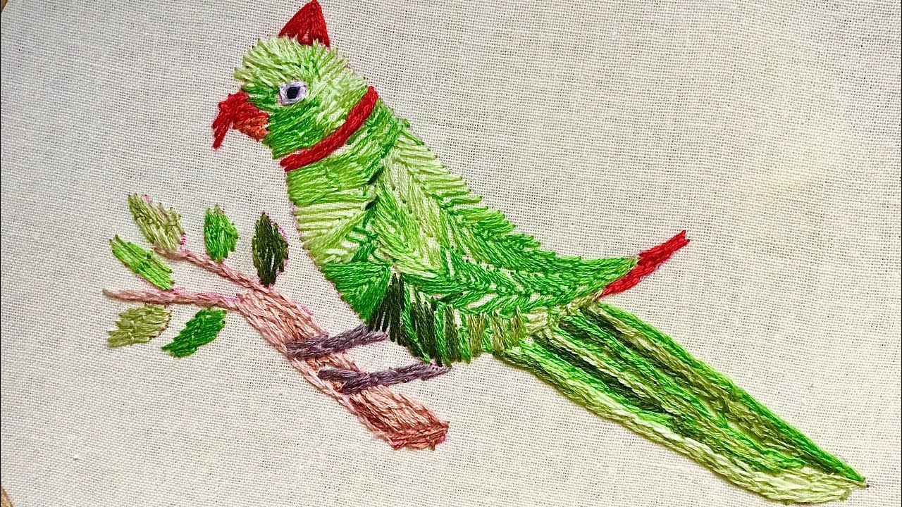 Hand Embroidery : Parrot Embroidery - 96 - YouTube