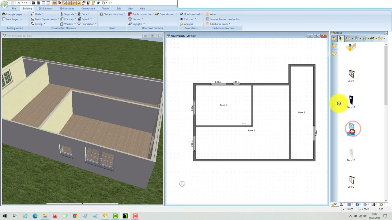 Visual Building: Adding windows and doors to your floor plan - YouTube