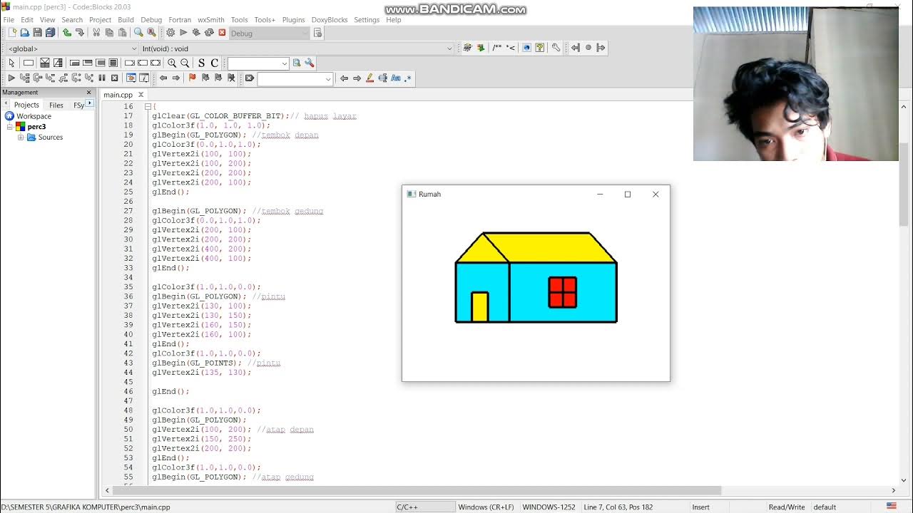 membuat objek sederhana menggunakan opengl - YouTube
