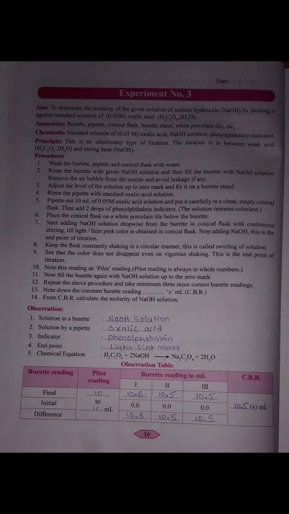 #Class 11 #Chemistry practical Experiment no.3 - YouTube