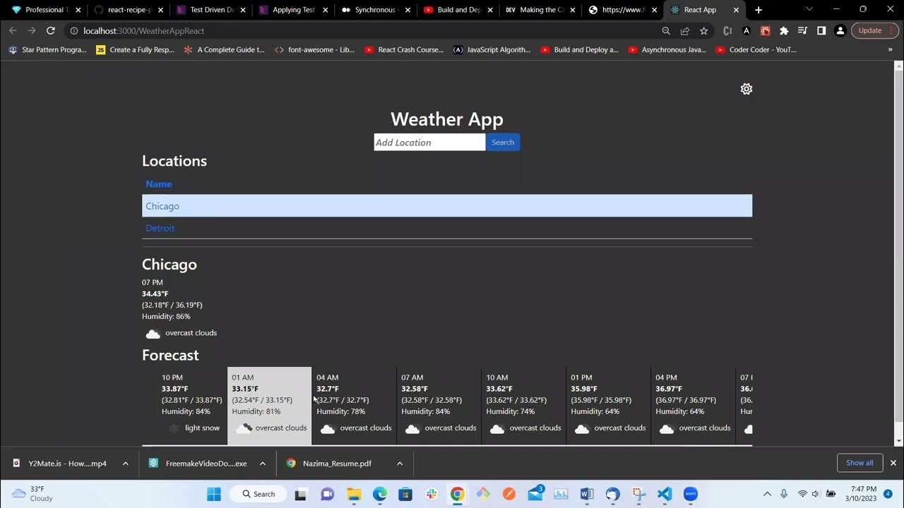 Weatherapp Using Openweather Api Youtube