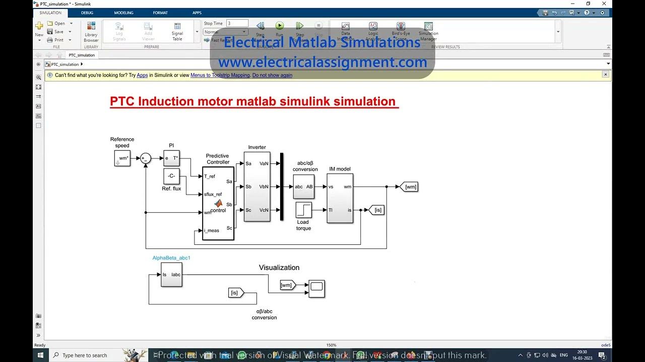 PTC Induction motor matlab simulink simulation - YouTube