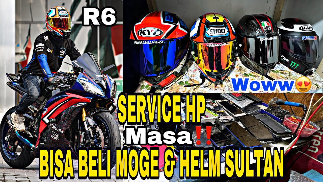 SERVICE HP BISA BELI MOGE R6 DAN HELM HEDON || MASA IYAA ‼️ - YouTube