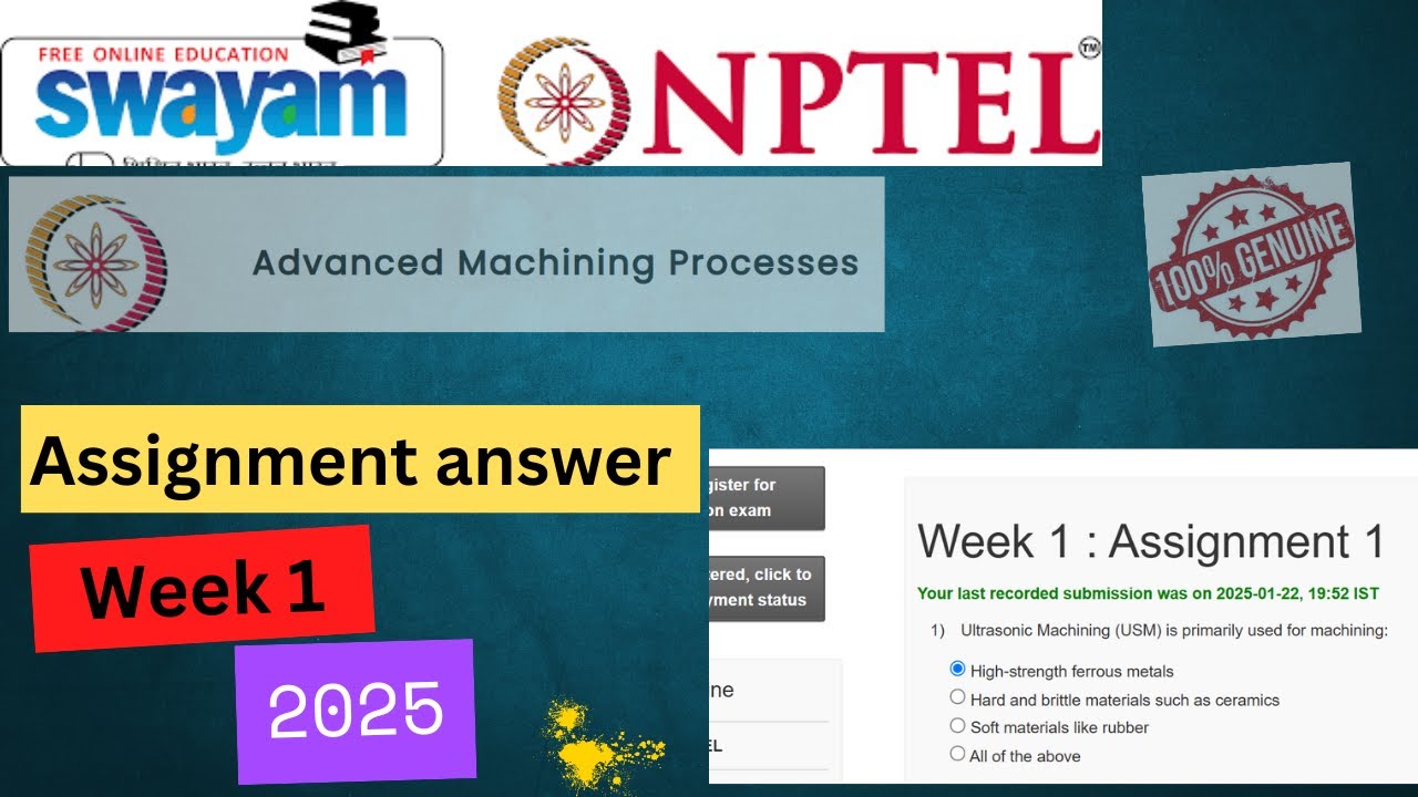 NPTEL Advanced Machining Processes Week 1 Assignment 1 Answers Solution ...