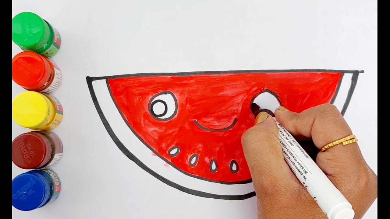 How to Draw a cute Watermelon I How to draw a cute Watermelon easy step ...