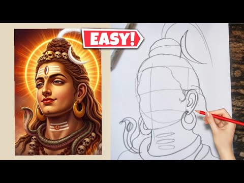 How to draw Lord Shiva drawing | Mahadev Drawing | Shiva outline drawing