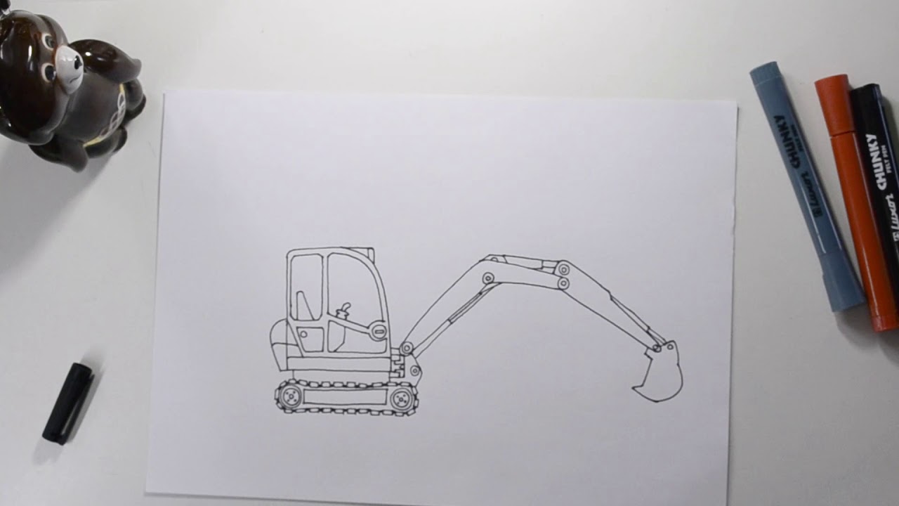 HOW TO DRAW AN EXCAVATOR - YouTube