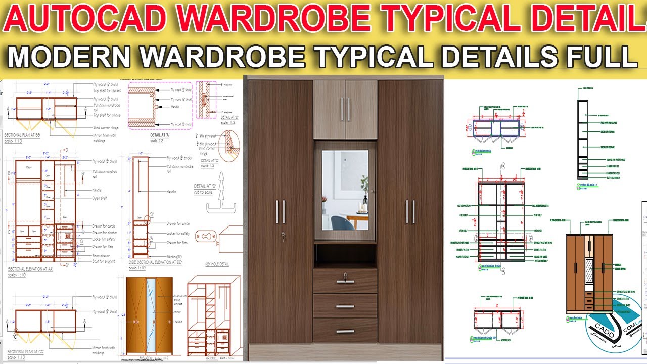 Typical Detail of Wardrobe Modern Design -Autocad 2020- For Interior ...