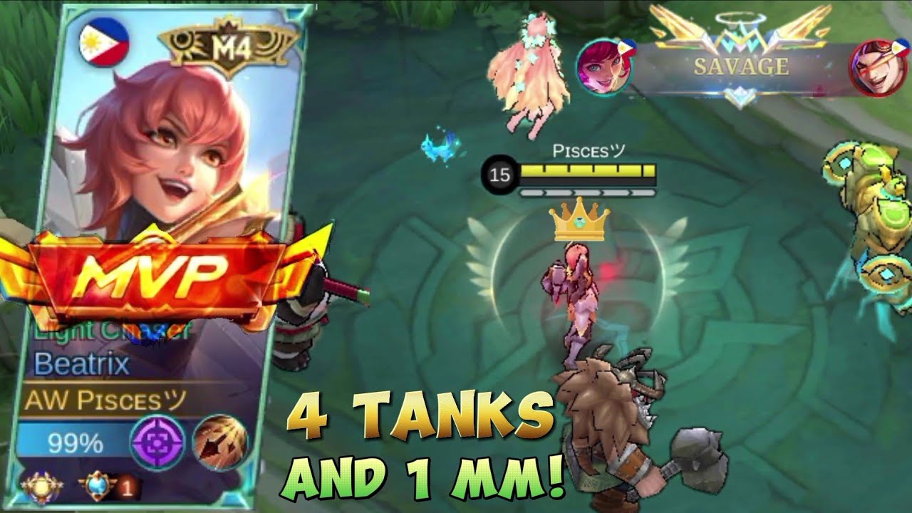 4 TANKS AND 1 MM IN RANKED!! | BEATRIX GAMEPLAY | MLBB GAMEPLAY | MLBB ...