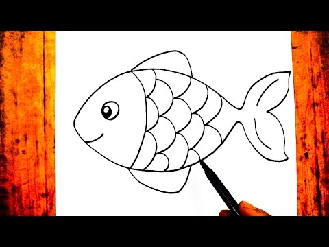 Çok Kolay Balık Çizimi, Adım Adım Balık Resmi Nasıl Çizilir, Çizim Saati Art Easy Fish Drawing