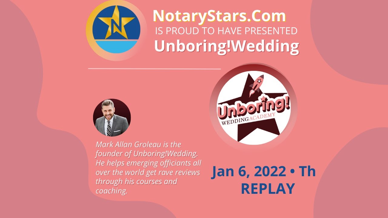 Notary Stars Presents: Unboring! Wedding- Become a Wedding Officiant ...