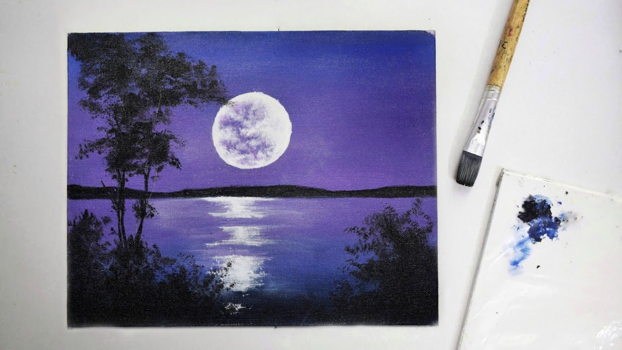 Acrylic painting | of full moon | art universal | 05 - YouTube