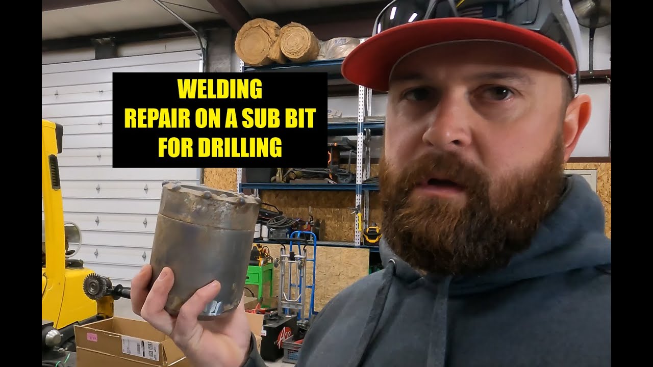 Welding repair on sub bit for drilling - YouTube