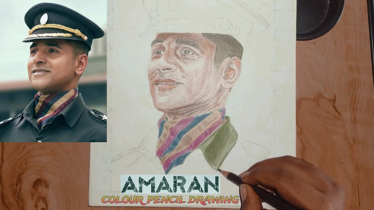 Amaran tamil movie colour pencil drawing | Sivakarthikeyan drawing | GM ...