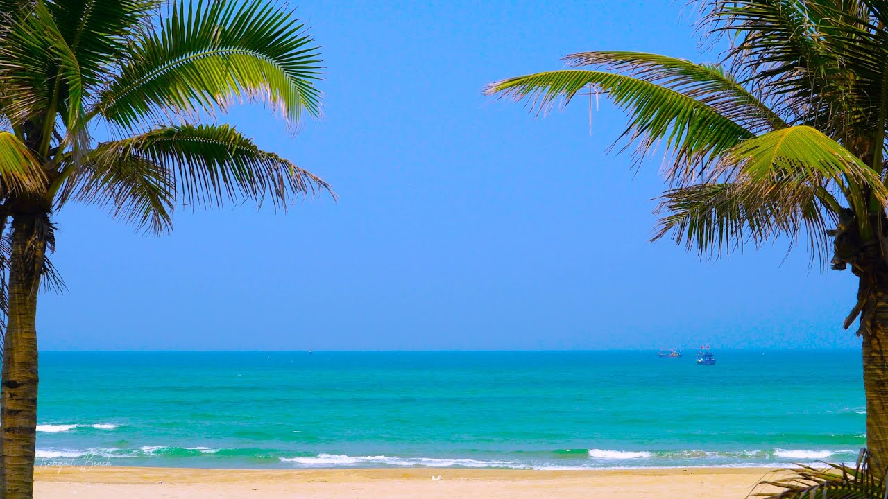 Tropical Beach with Ocean Waves, Natural Background with Ocean Sounds ...