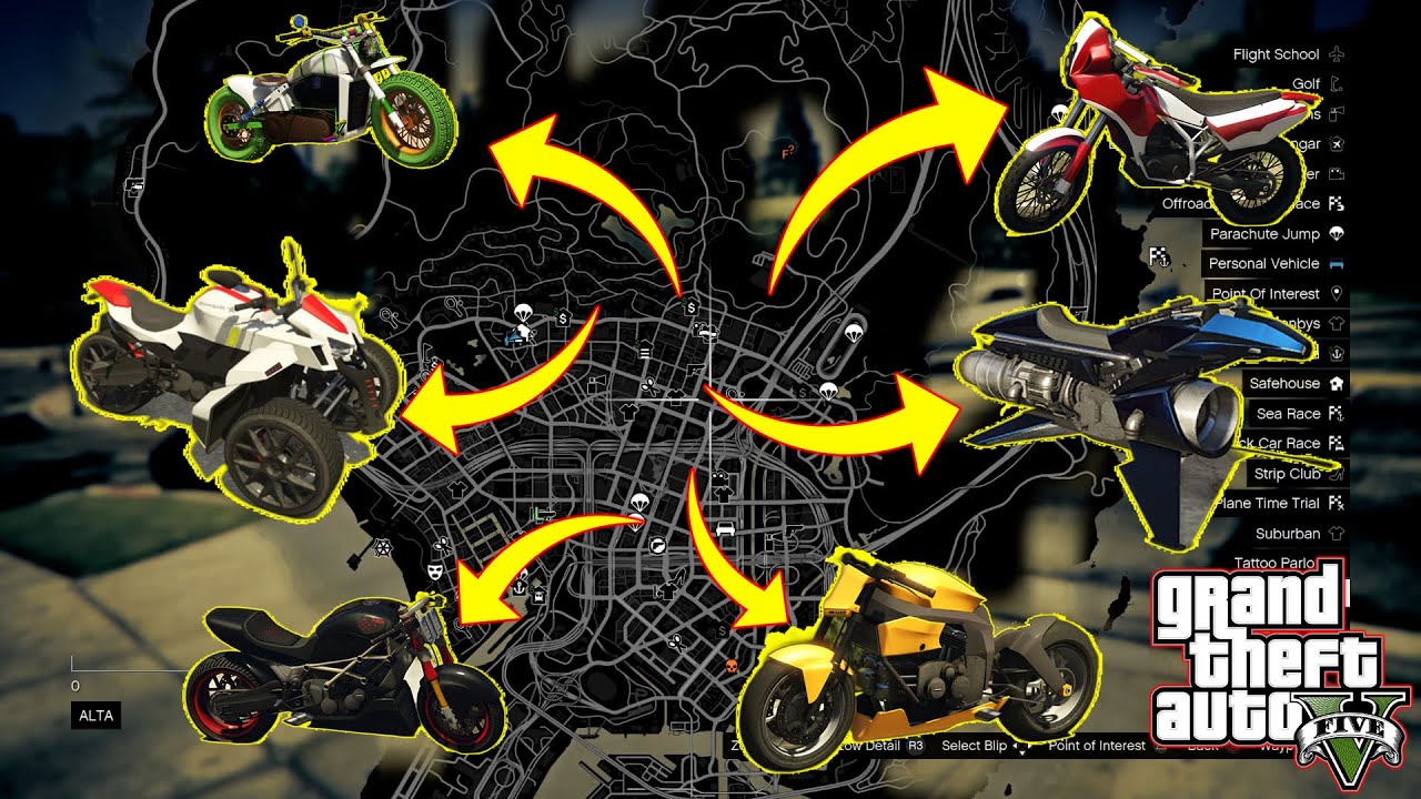 GTA V - All New Updated Rare Super Bike Spawn Locations in 2025 (Story ...