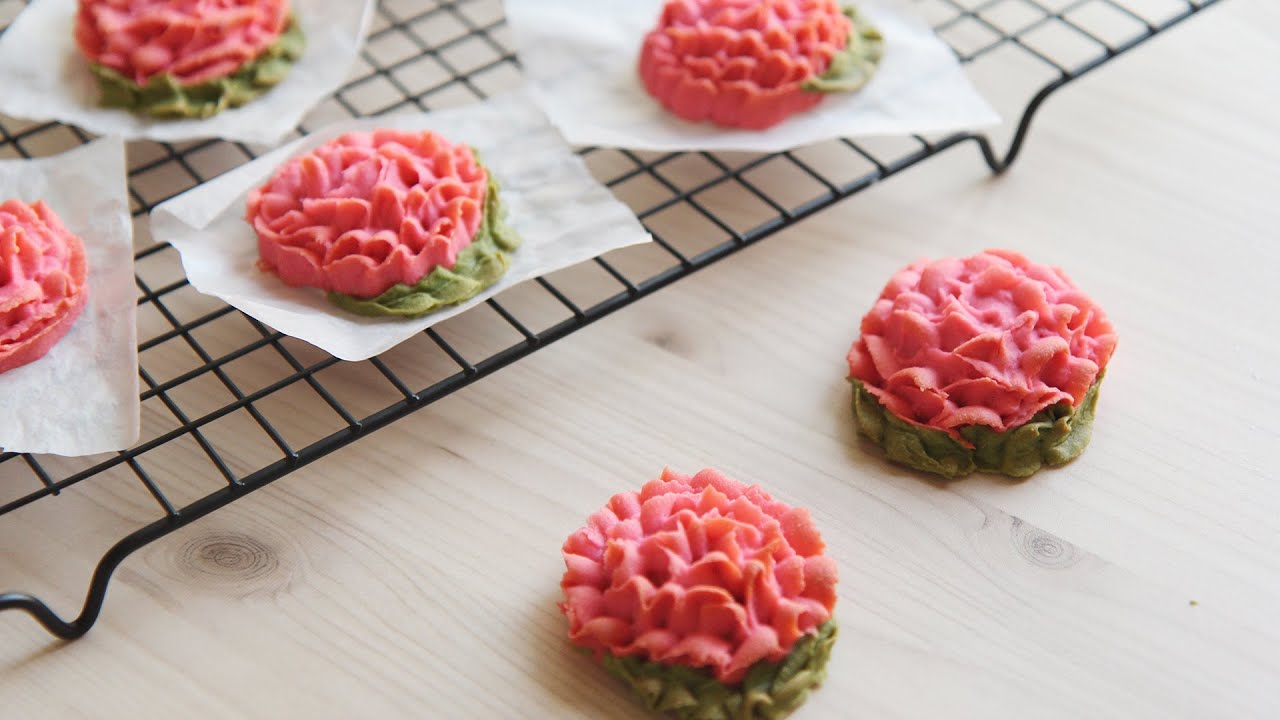 카네이션 상투과자 : Carnation Cookies (decorate flower cookie) : Honeykki 꿀키 ...