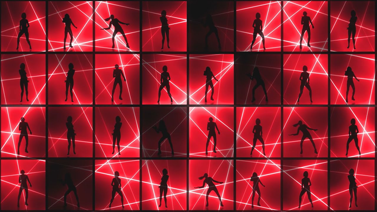 4K Screensaver | Energetic Dancing Silhouettes in Red Laser ...