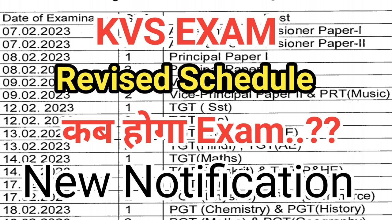 KVS 2023 : Official Revised Schedule Notification Out.. - YouTube