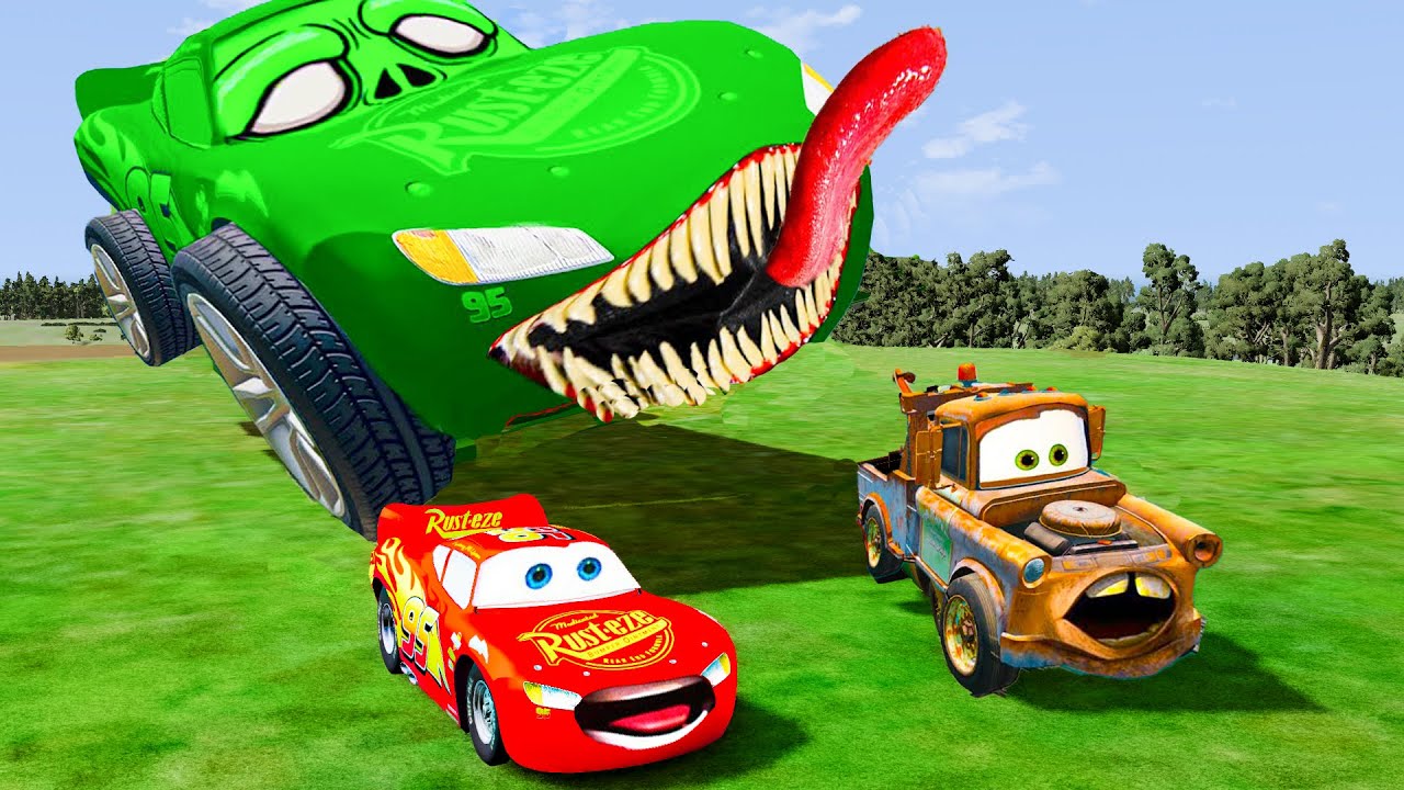 Angry Big Chick Hicks vs Lightning McQueen and MATER PIXAR CARS Zombie ...