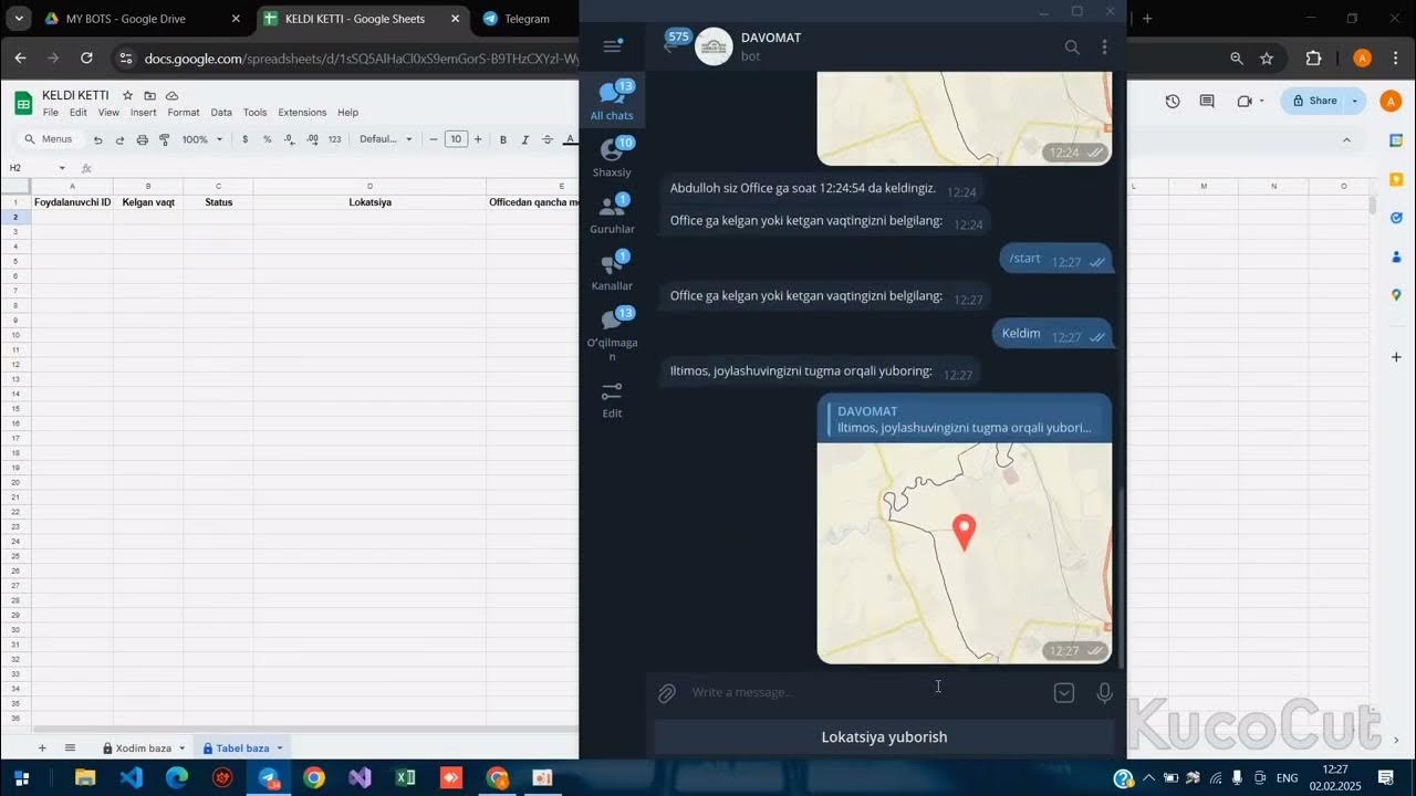 Google sheets va telegram bot DAVOMAT BOT - YouTube
