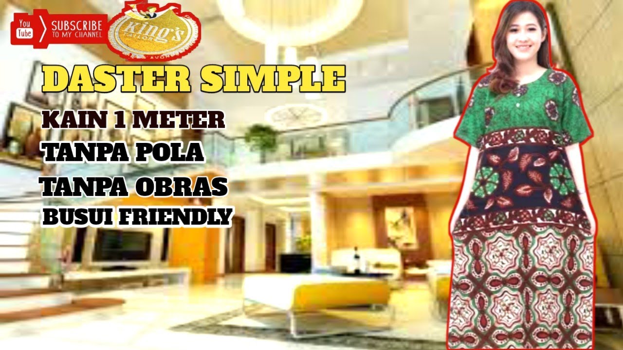 HOME WEAR || CARA MEMBUAT DASTER SIMPEL KELAS MENJAHIT PEMULA - YouTube