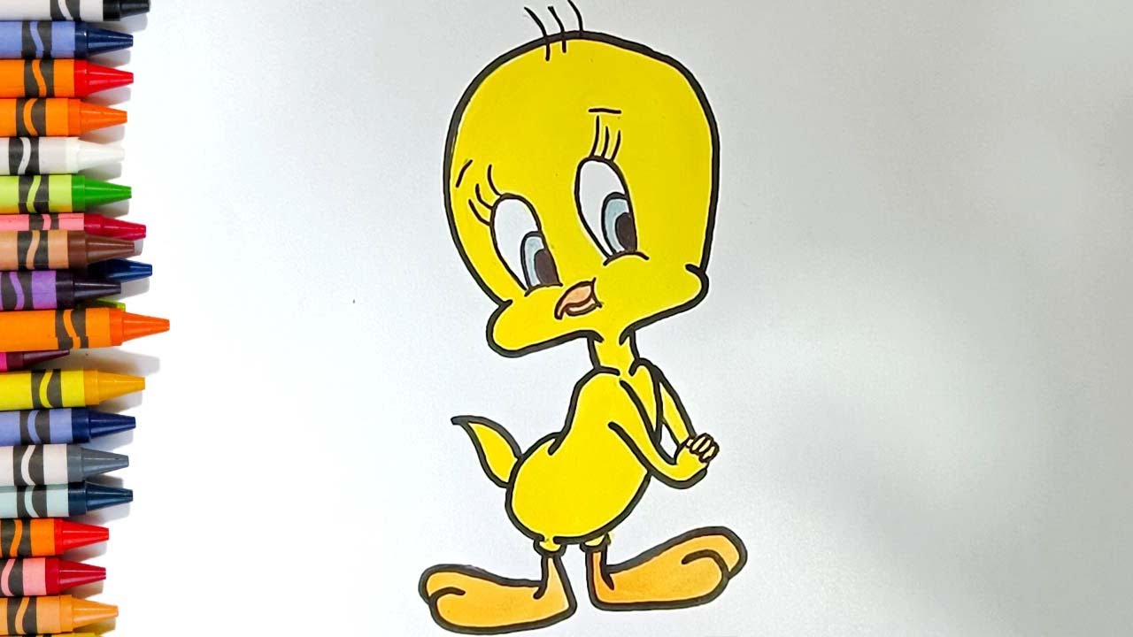 Tweety Bird Drawing & Colouring For Kids! How To Draw Tweety Bird - YouTube