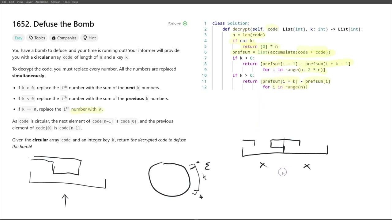 [November 18, 2024, LeetCode daily] 1652. Defuse the Bomb - Python, solution explained - YouTube