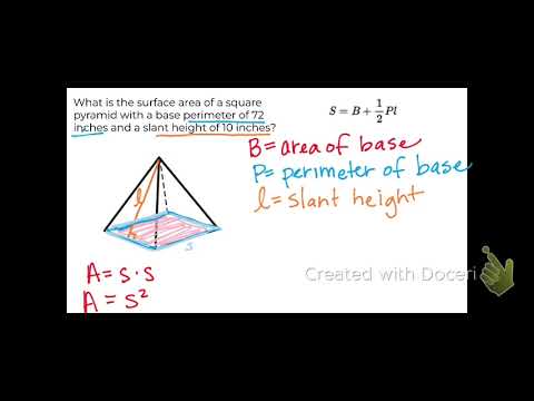 Surface area square pyramid given perimeter and slant height - YouTube