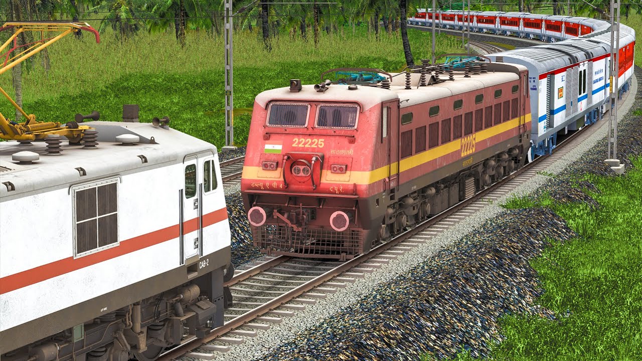 RAJDHANI EXPRESS TRAIN ENGINE FAILED | EMERGENCY RESCUE BY WAP7 | BUMPY ...