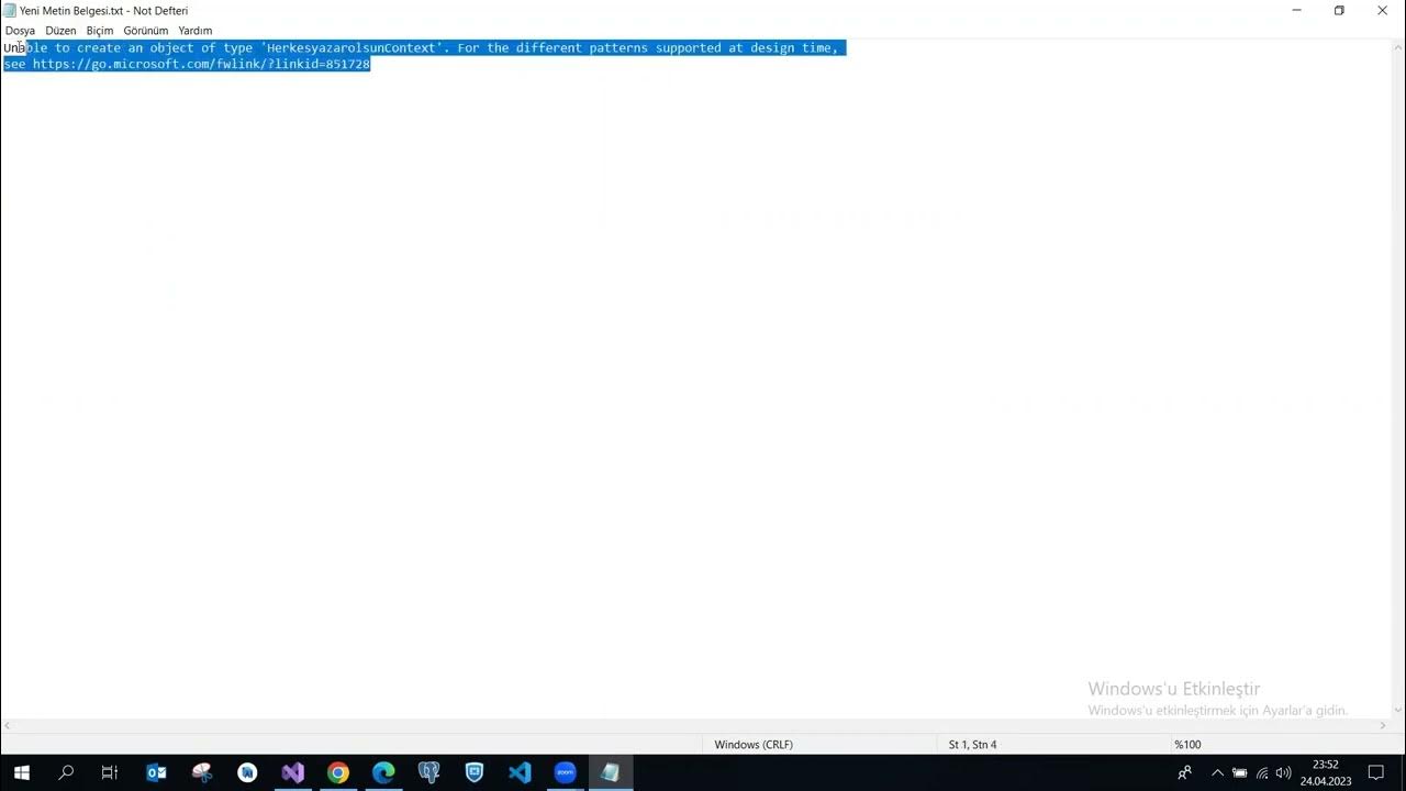 Unable To Create An Object Of Type Xxxcontext For The Different Patterns Supported At Design