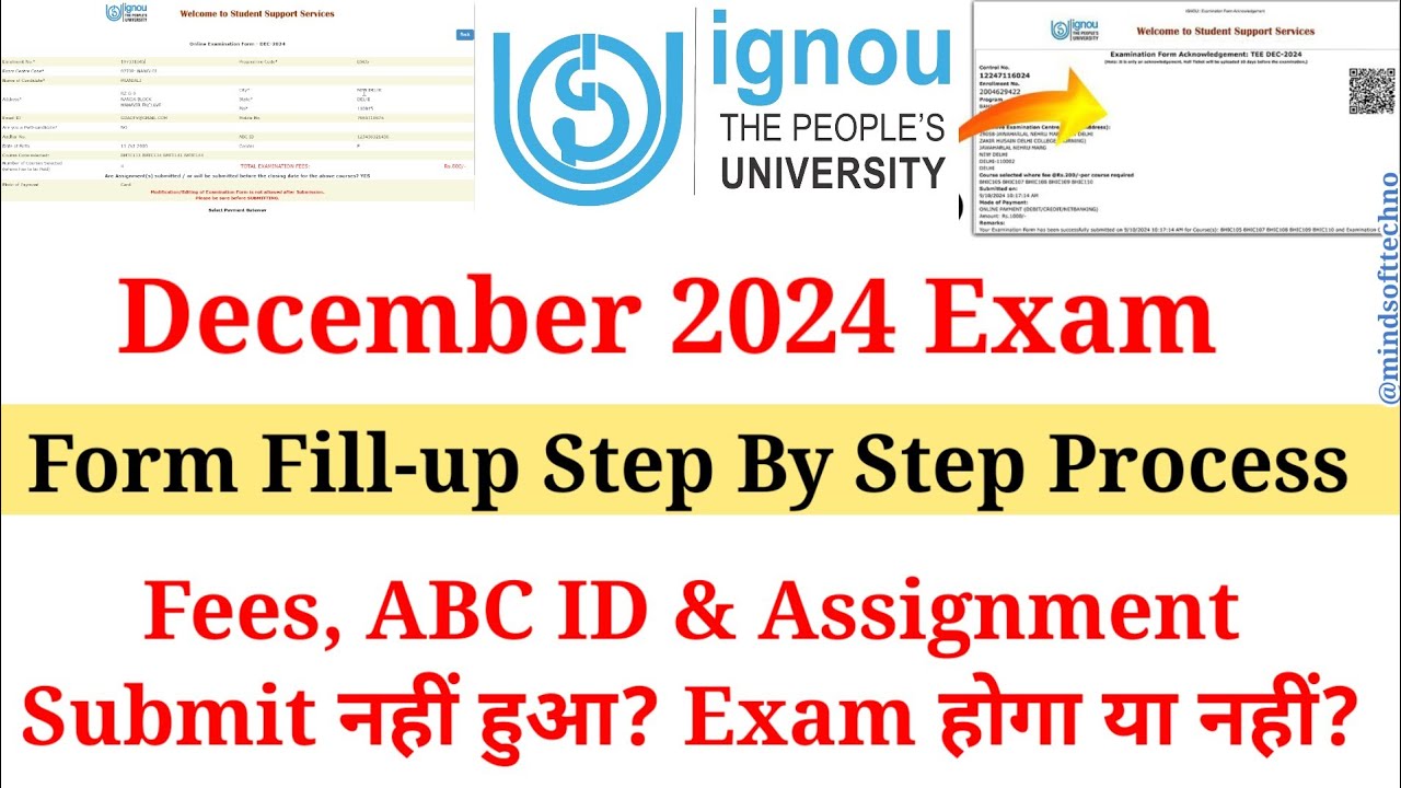 Ignou Dec 2024 Exam Form Release 🔥 How To Submit ignou Exam Form Step ...