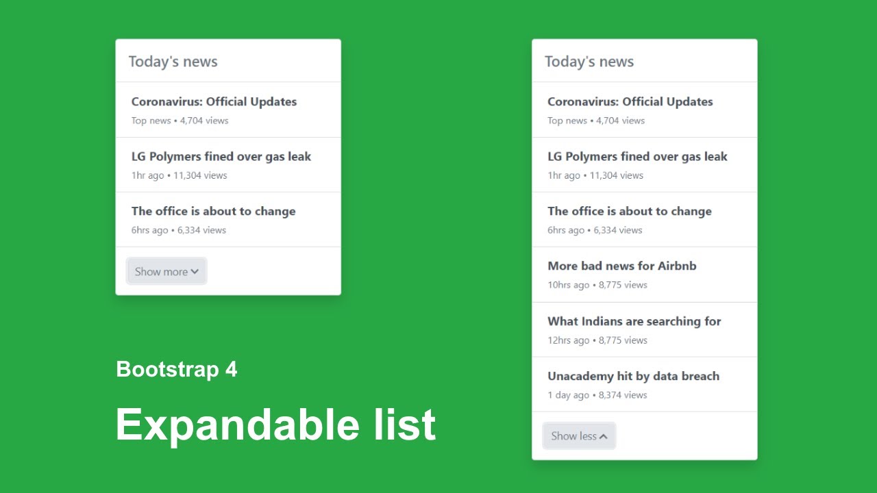 Bootstrap 4 Create A Collapsible Expandable List Youtube