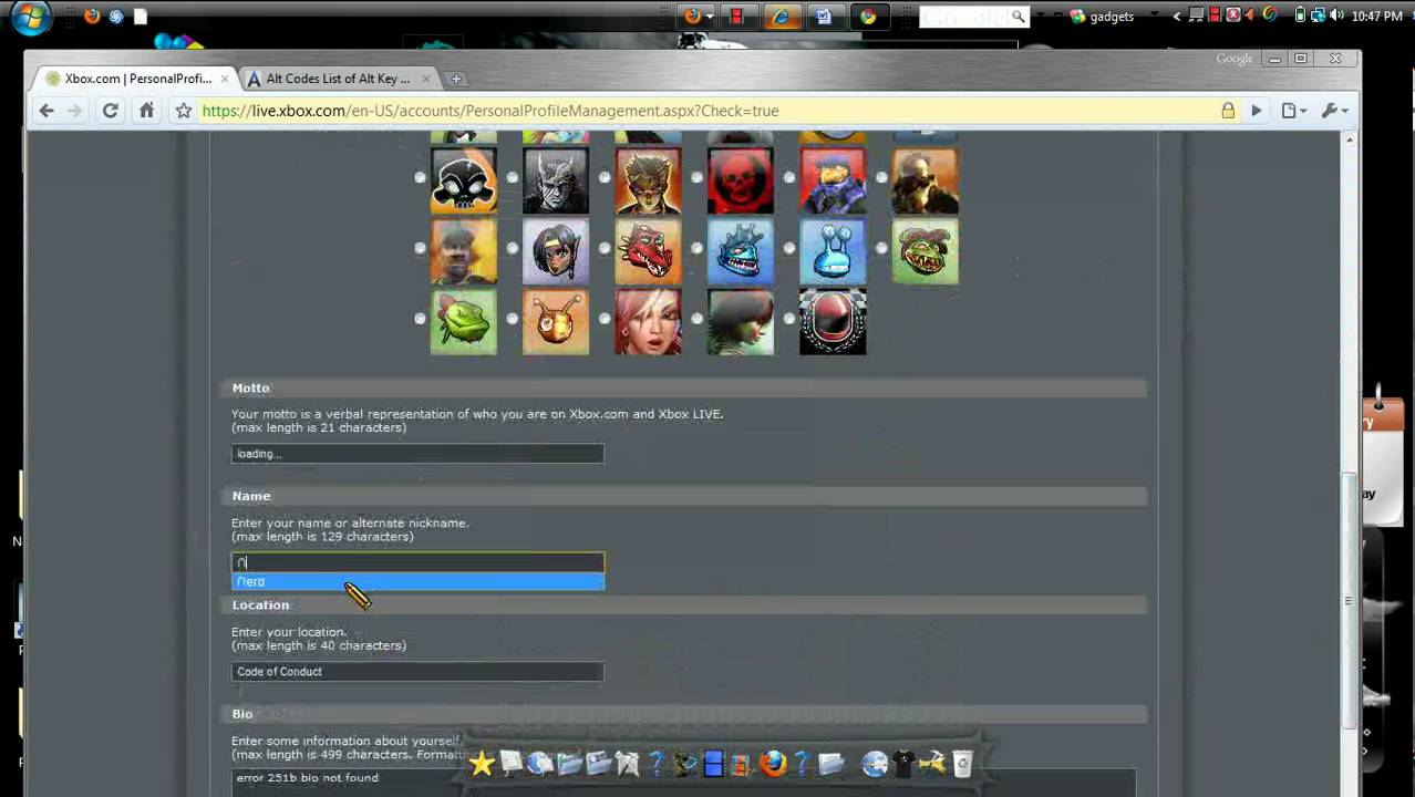 how to get cool characters in you xbox live motto/ bio - YouTube