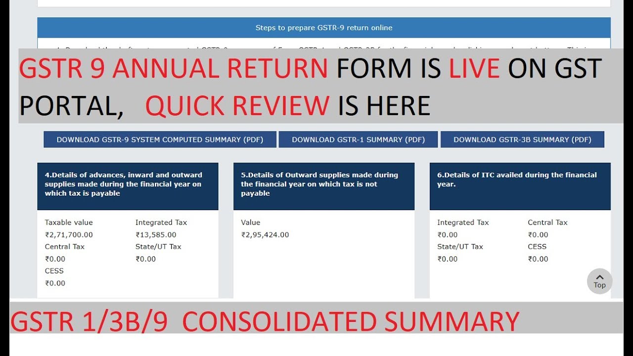 GSTR 9 FORM ON GST PORTAL FOR FILING ANNUAL RETURN | FINANCE GYAN - YouTube