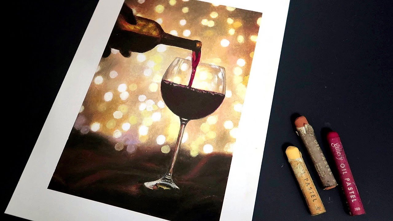 Oil pastel drawing｜Draw a wine glass｜오일파스텔로 그리는 와인잔 🍷｜오일파스텔화 - YouTube