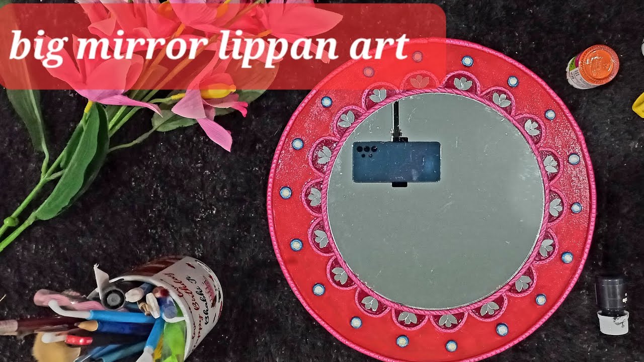 mirror lippan art||mirror lippan art kaise banaye||wall decoration idea ...