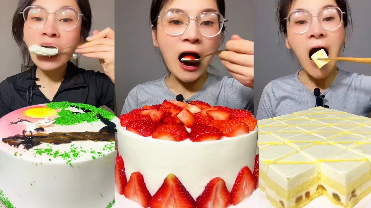 Asmr🍰Eating Pink Cream Cake🍰 (Soft And Waxy Sound) 크림丨먹방丨Mukbang丨 ...