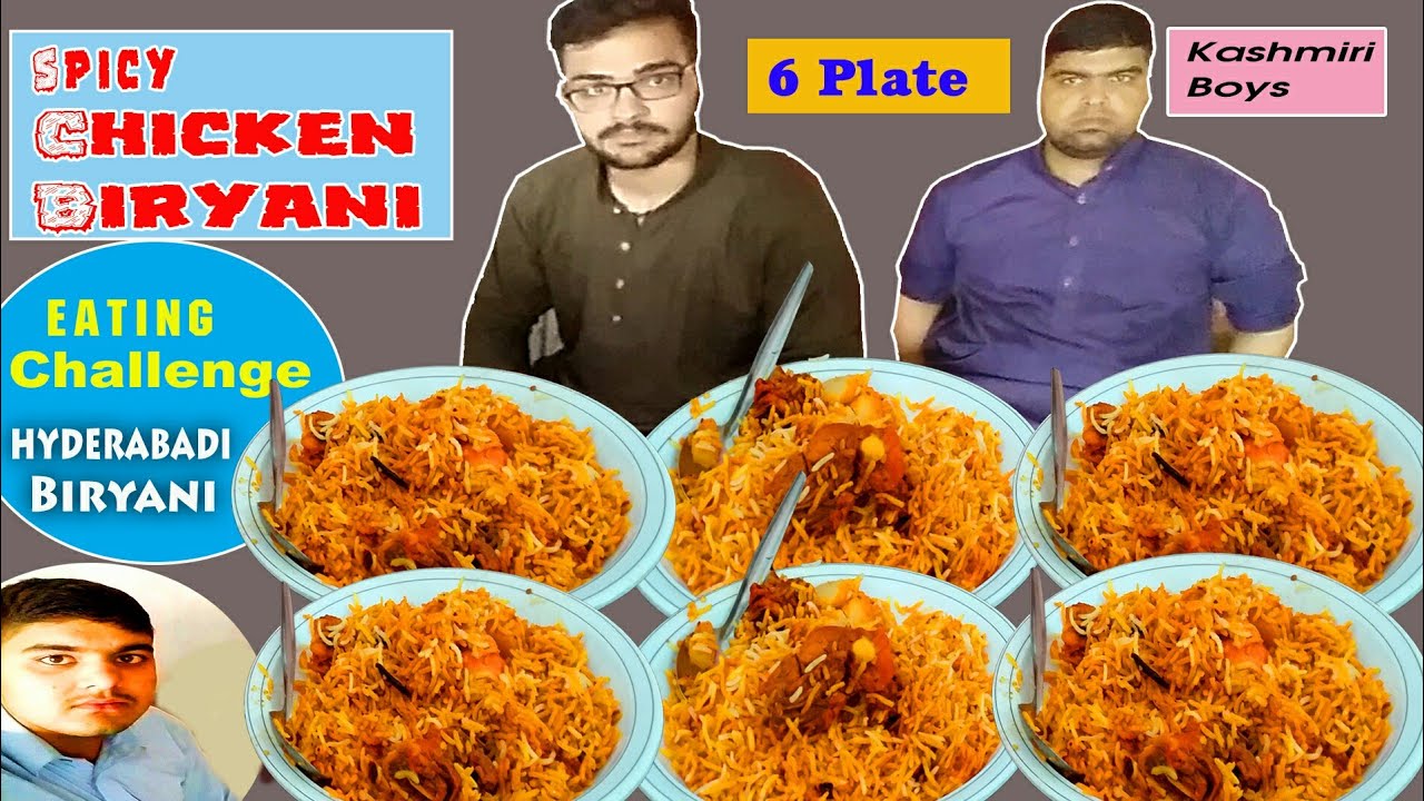 6 Plante- Spicy Chicken Biryani Eating Challenge | Hammad Kh vs Kh ...
