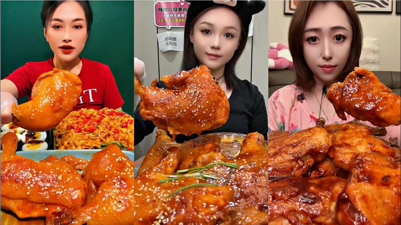 Eating Spicy Chicken Legs 🍗 ( eating chewy sounds ) Soslu Tam Tavuk ...