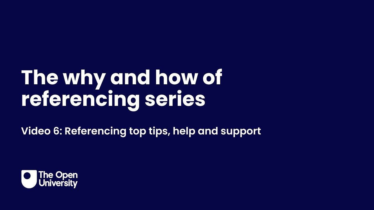 Referencing series: Referencing top tips, help and support - YouTube