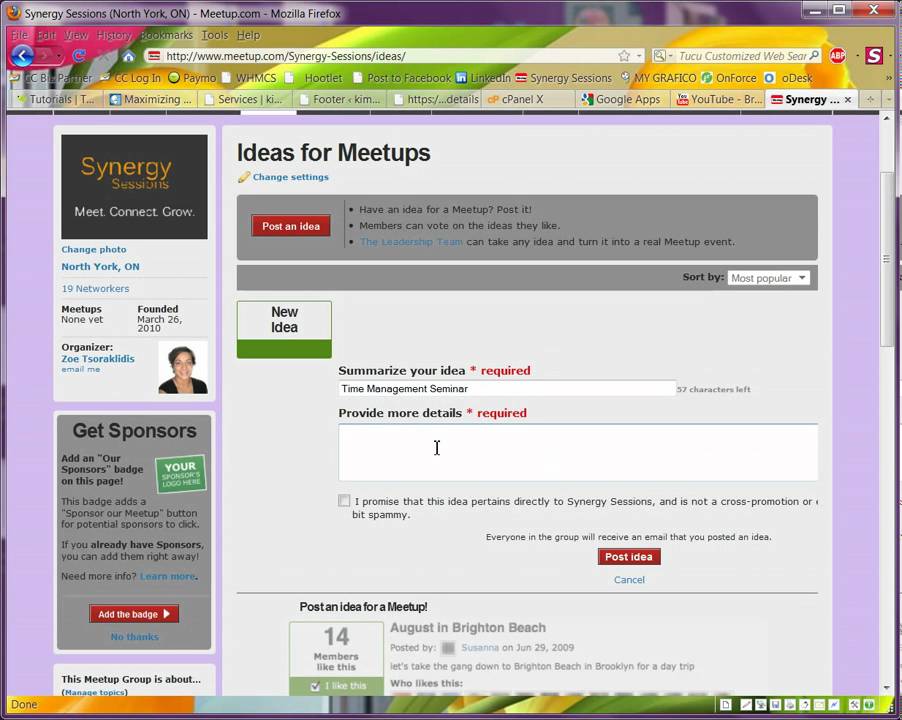 Meetup.com - Organizer, Video 6 - YouTube