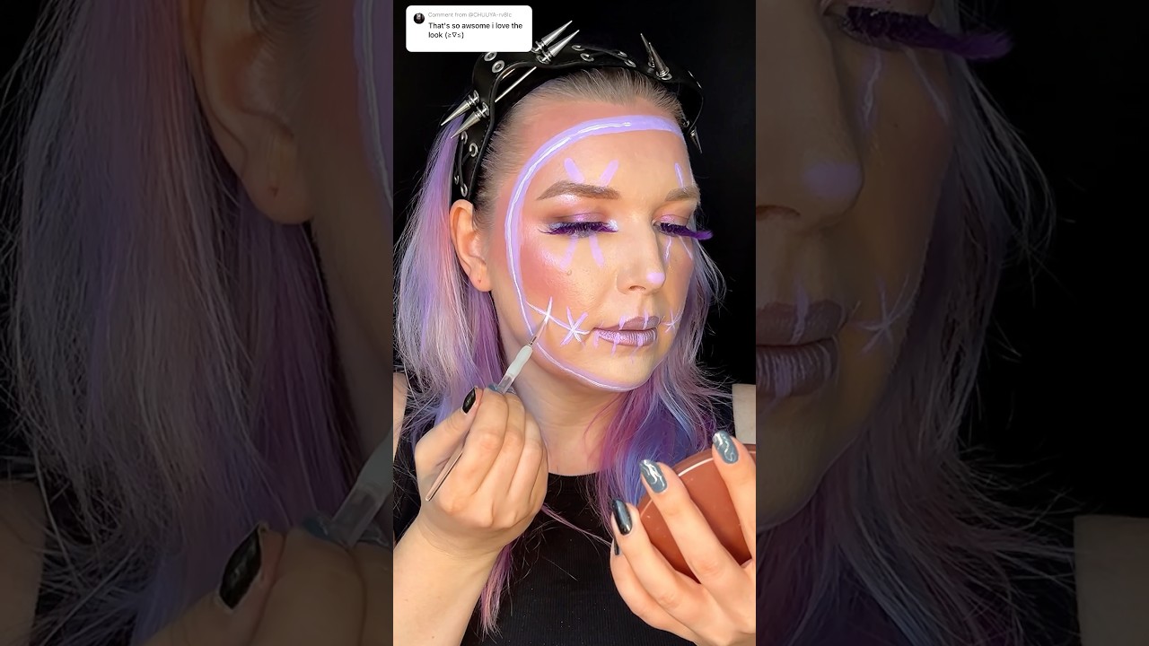 Easy The Purge Mask Makeup Tutorial💜🔪#makeup #creativemakeup #halloween ...