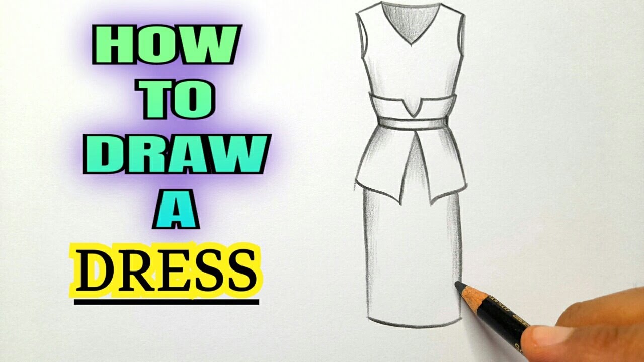 How to draw girl dress drawing design easy |Fashion illustration Dress ...