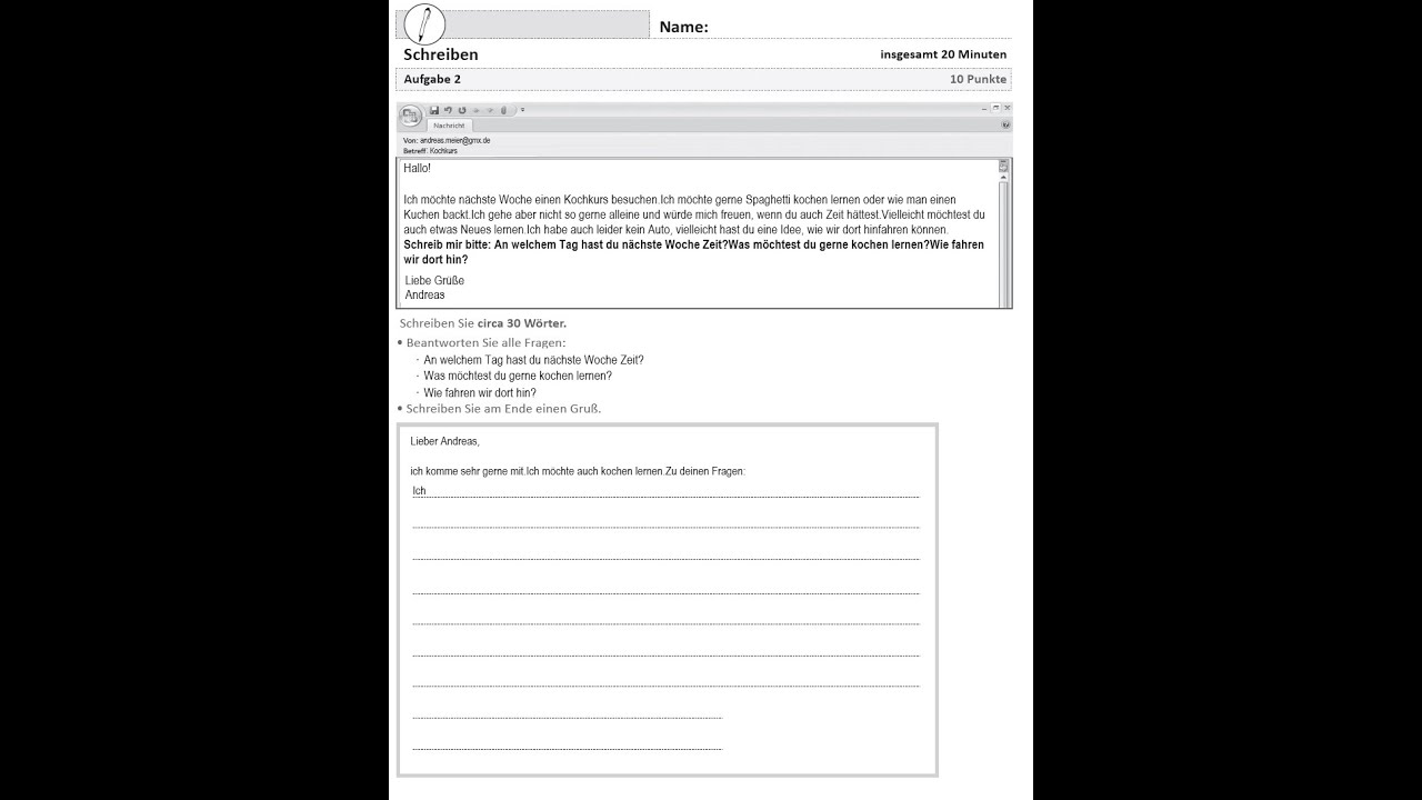 ÖSD A1 │ E-MAIL SCHREIBEN Nr.60│ NEW 2024 │Letter writing (A1 german ...