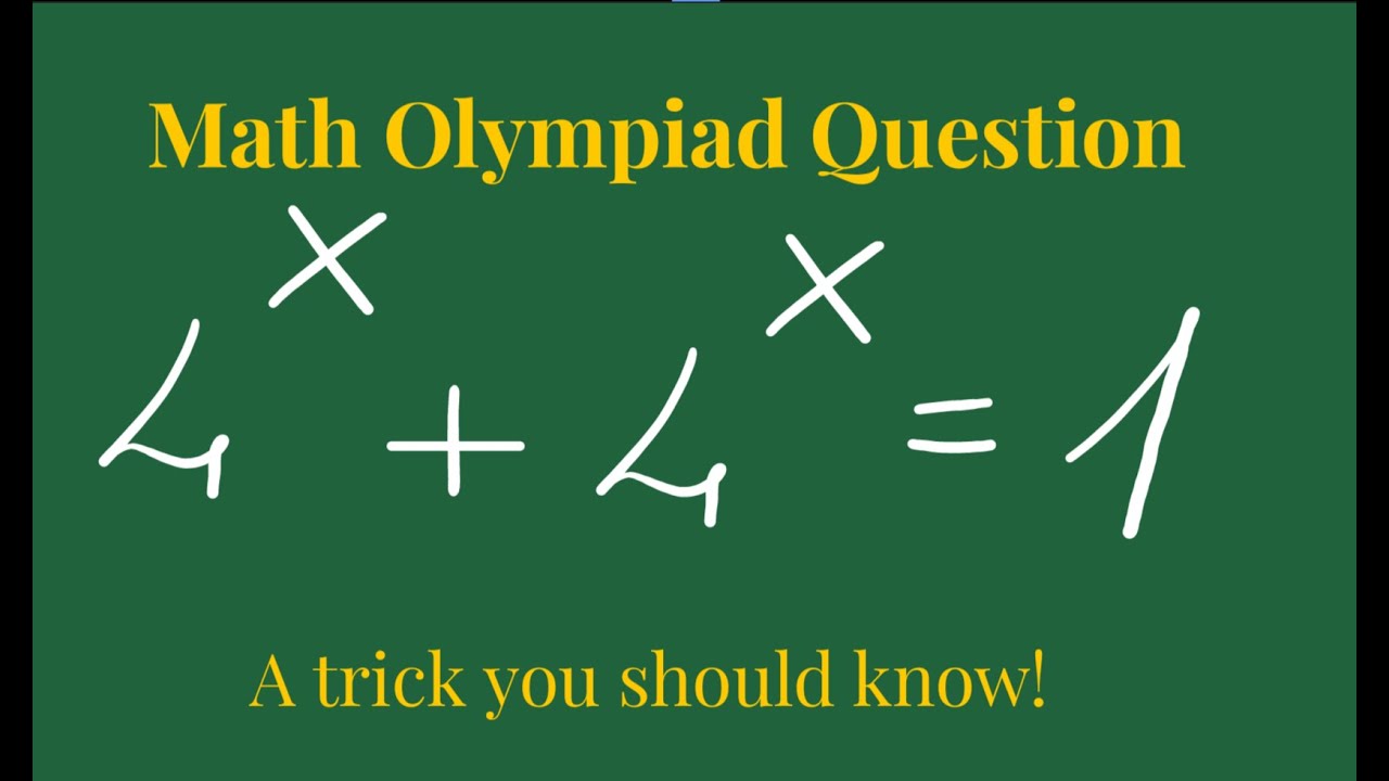 Germany - Math Olympiad Question - 4^x+4^x=1 - YouTube